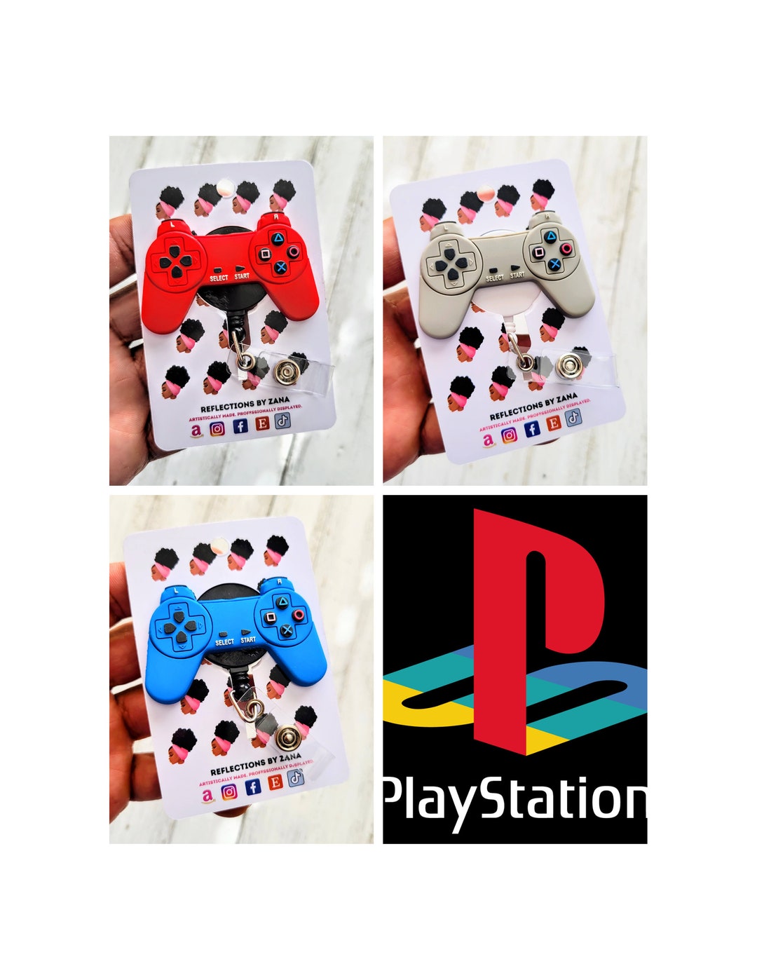 PS1 Video Game ID Badge Holder, Game Controller Badge Reels, Gamer ...