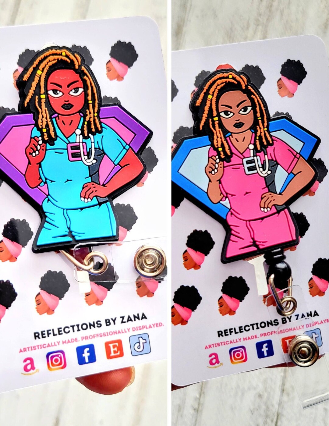 Loc Girl Nurse Badge Reel, Black Woman Work ID, Hospital Clinical ...