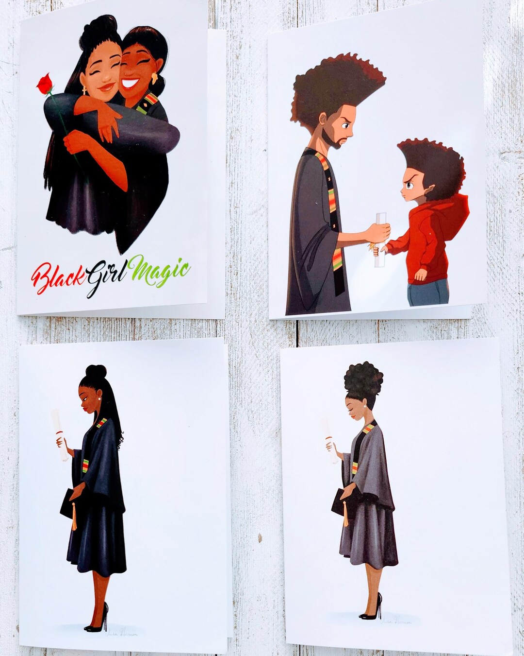 Hand Drawn African American Graduation Cards, Congratulatory 5x7 High ...