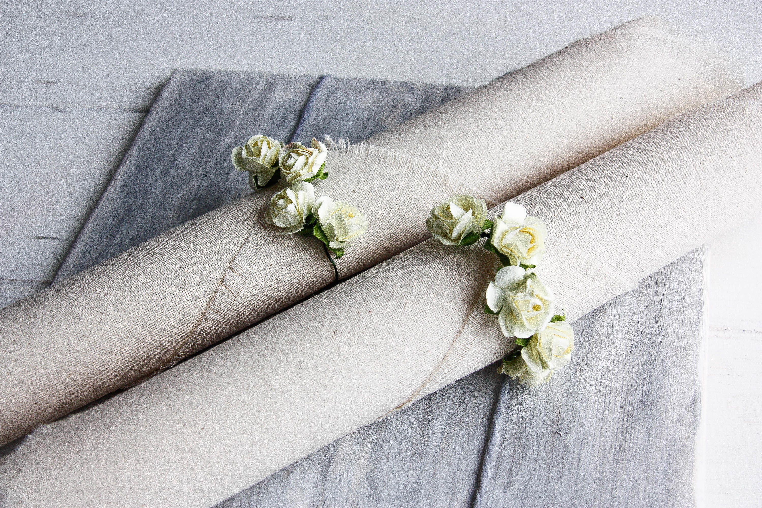 Napkin Rings Flowers, Bulk Napkins Rings, Ivory Napkin Rings Bulk ...