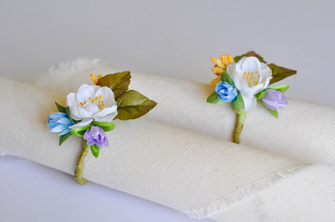 Floral Napkin Rings, Wedding Napkin Rings, Napkins Holder, Rustic ...