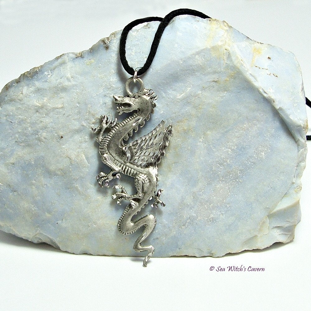 Dragon Necklace. Pewter Pendant. Dragon Gift for Men. Unisex Necklaces ...