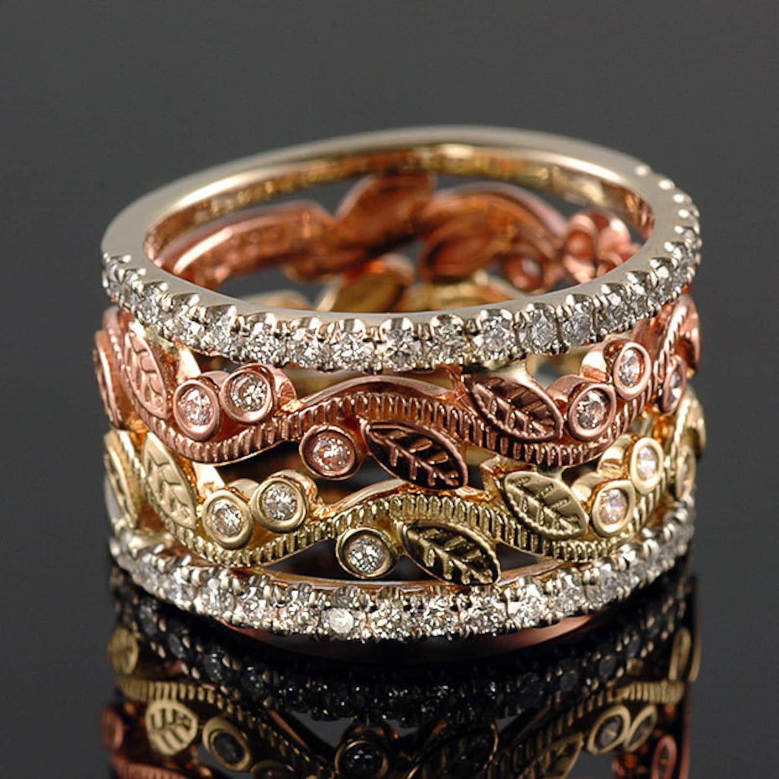 Unique Engagement Ring Wedding Rings Stacking Rings Promise - Etsy