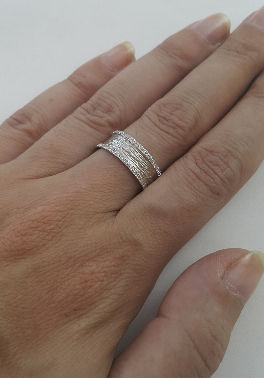Wedding Bands Women White Gold Ring Unique Wedding Ring - Etsy