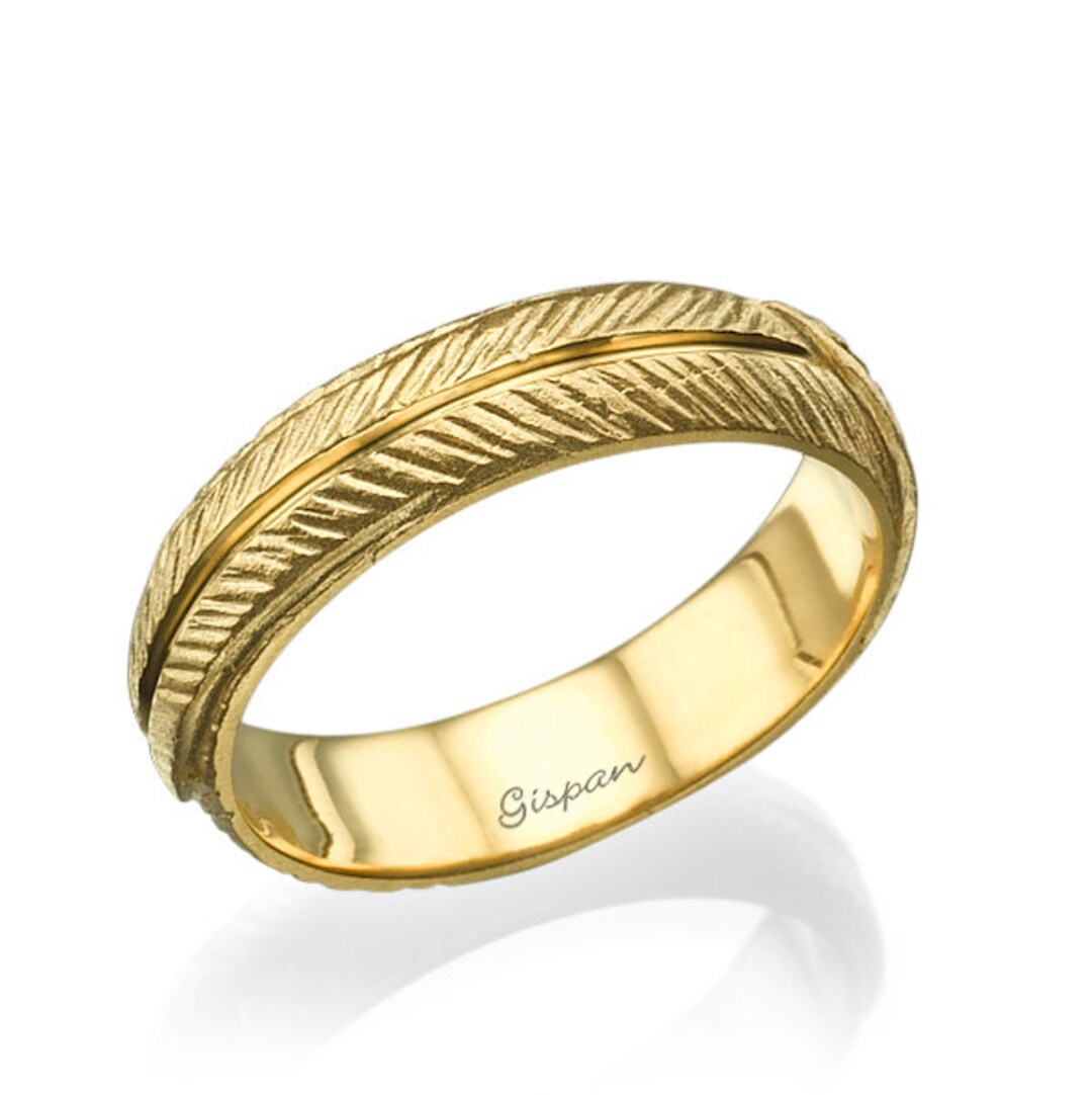 Unique Wedding Ring, 14K Yellow Gold Ring, Unique Wedding Band, Wedding ...