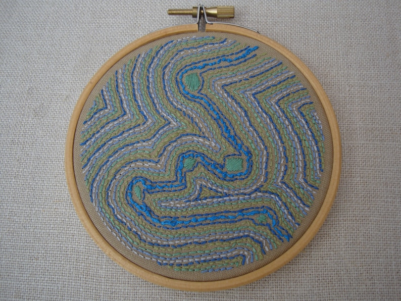 Little Embroidery Hoop Inspired in Aboriginal Art. Blue and Green ...