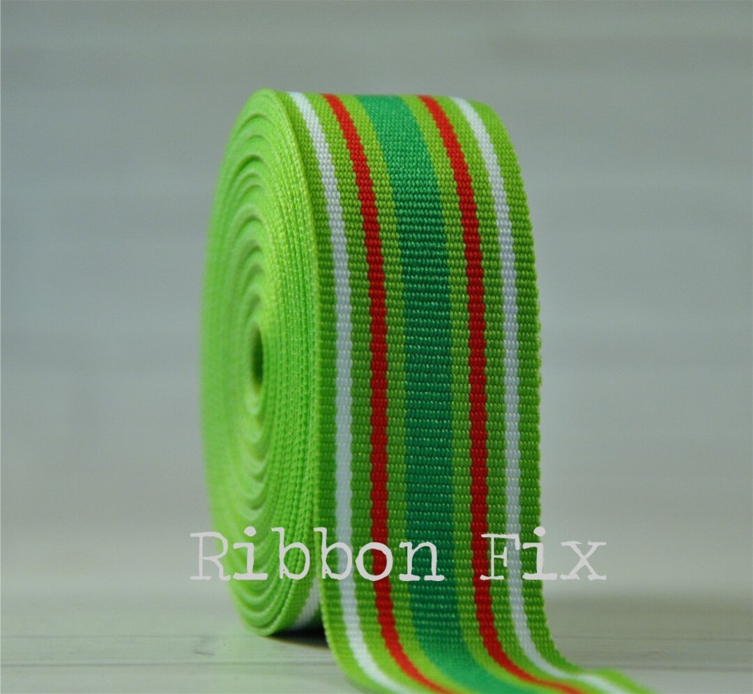7/8" Retro Christmas Woven Stripe Grosgrain Ribbon - Holiday Bows ...