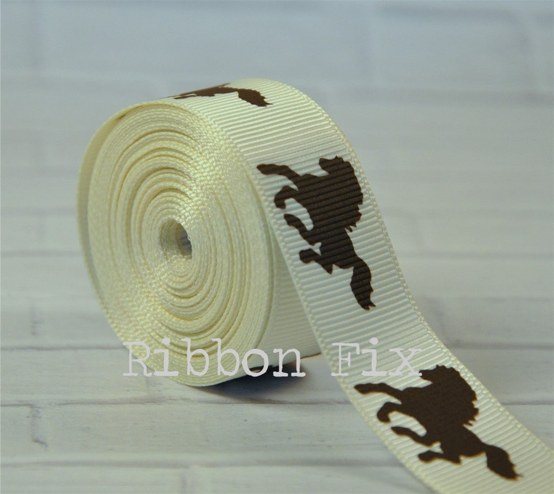 2 Yards 7/8" Antique White Horse Grosgrain Ribbon - US Designer Print ...