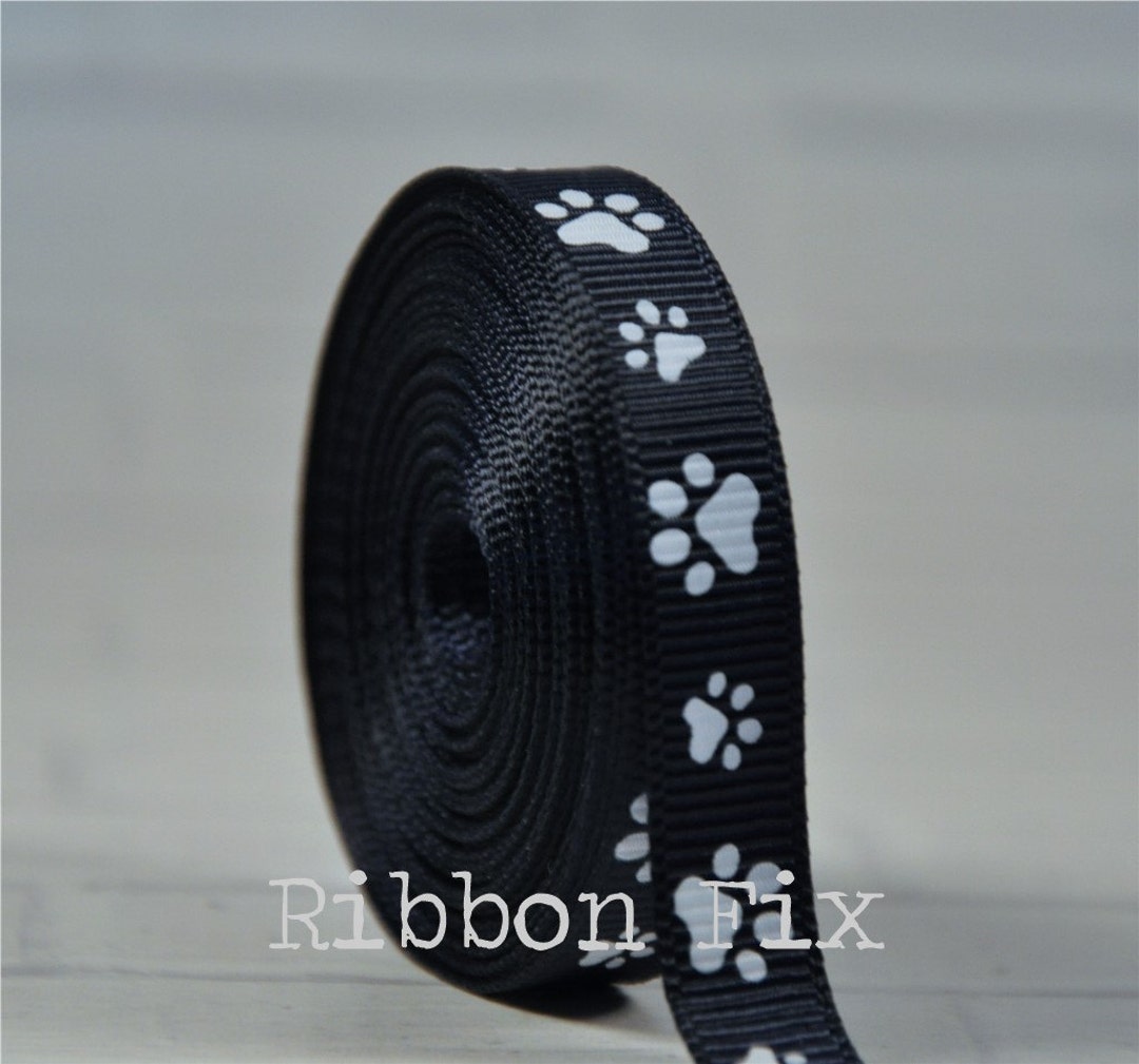 3/8" 5/8" 7/8" Navy Blue & White Paw Print Grosgrain Ribbon - US ...