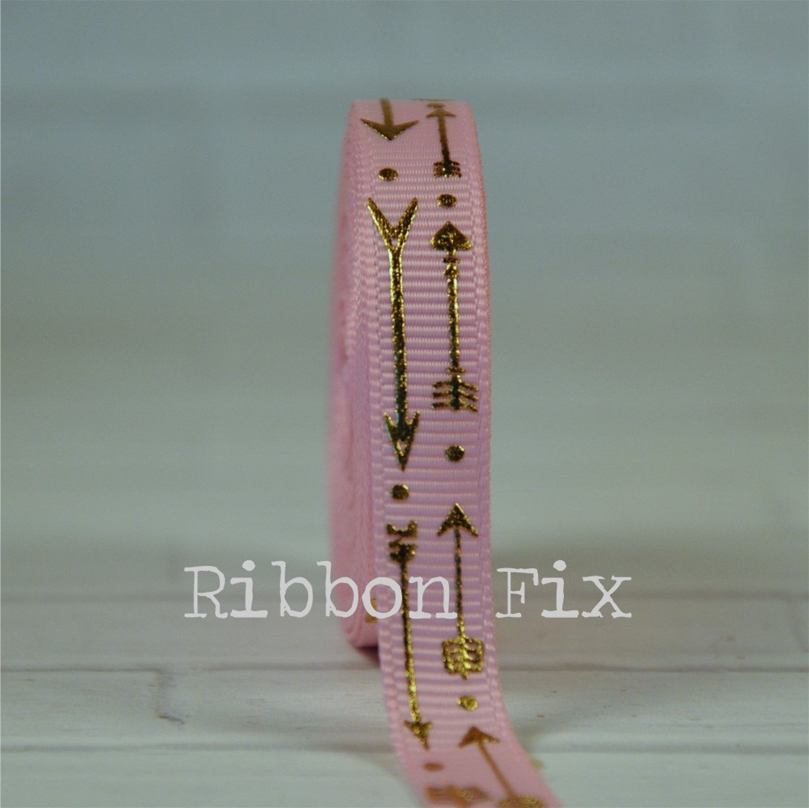 3/8 Baby Pink & Gold Foil Arrow Print Grosgrain Ribbon - Etsy