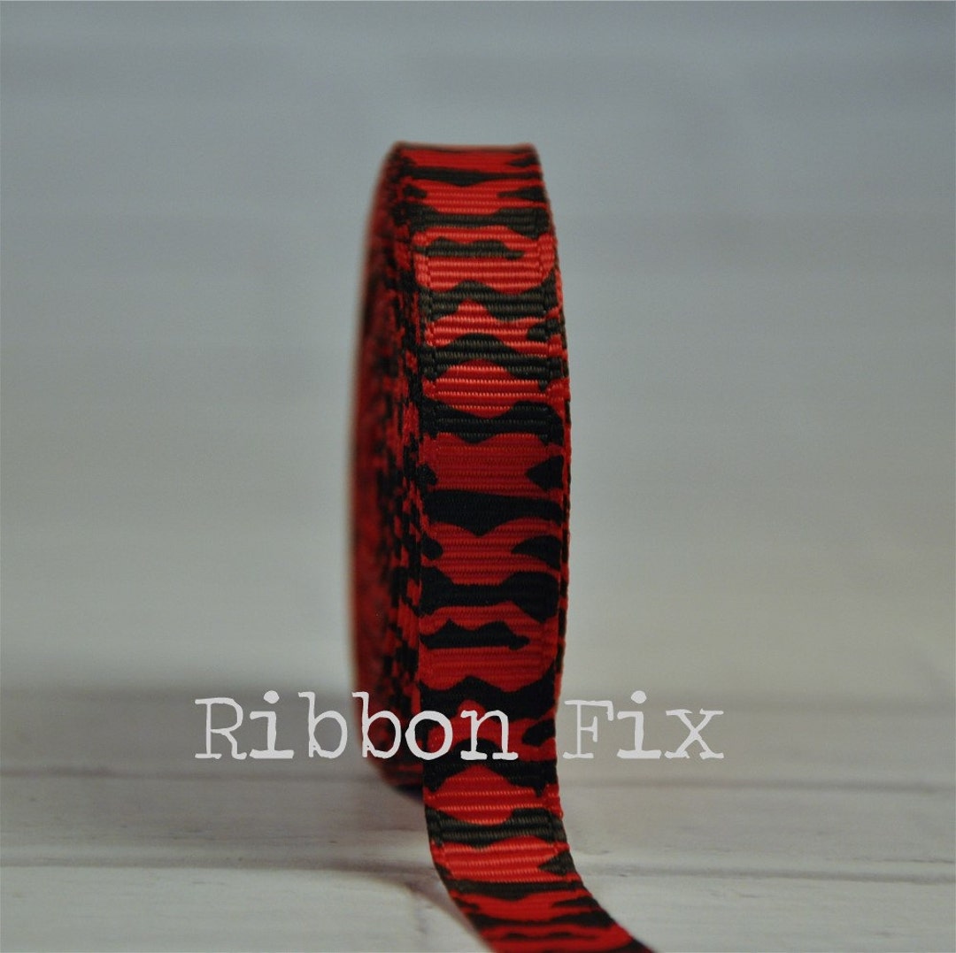 3/8" Red & Black Zebra Grosgrain Ribbon - Zoo - Animal Stripe - US ...