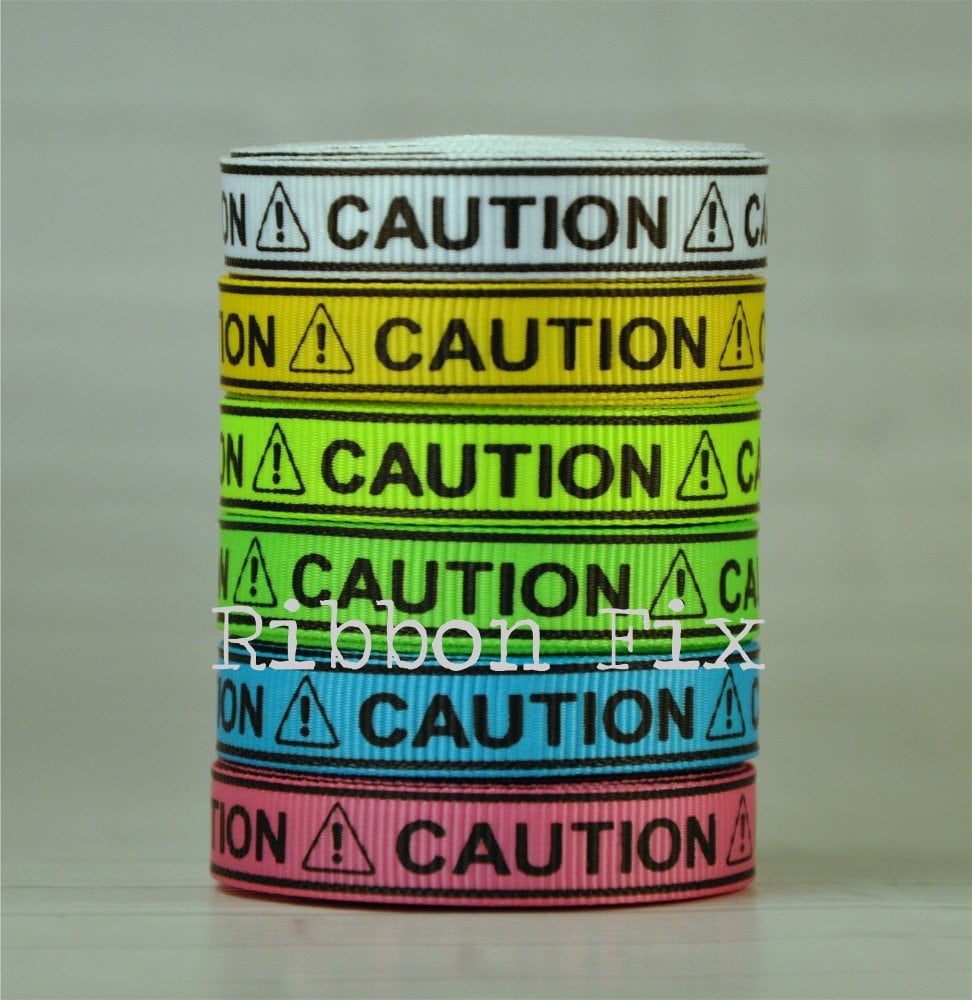 3/8 Caution Tape Print Grosgrain Ribbon Halloween - Etsy