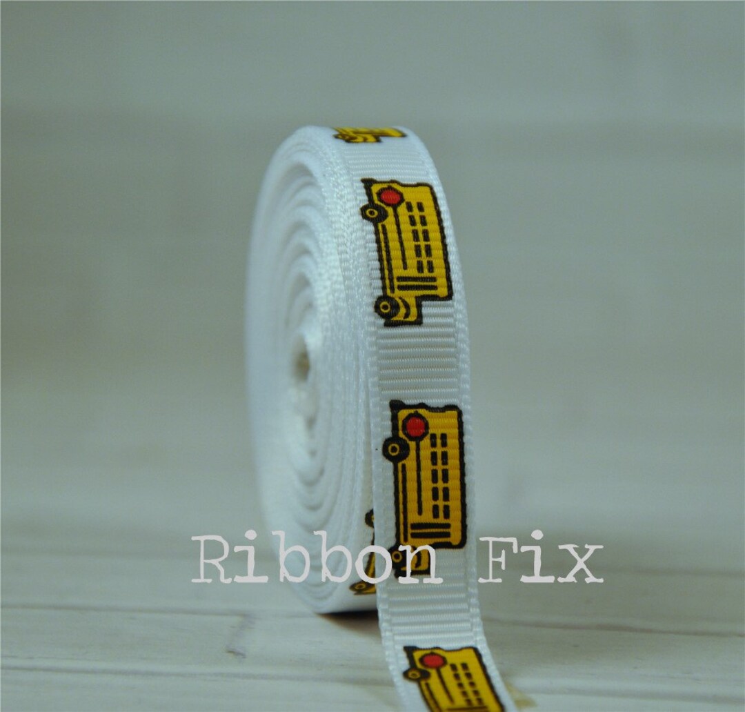 3/8 Yellow School Bus With Stop Sign Print Grosgrain Ribbon Bus Driver ...