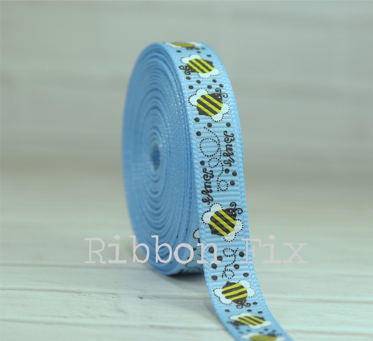 3/8 Baby Blue Buzzing Bees Print Grosgrain Ribbon US | Etsy