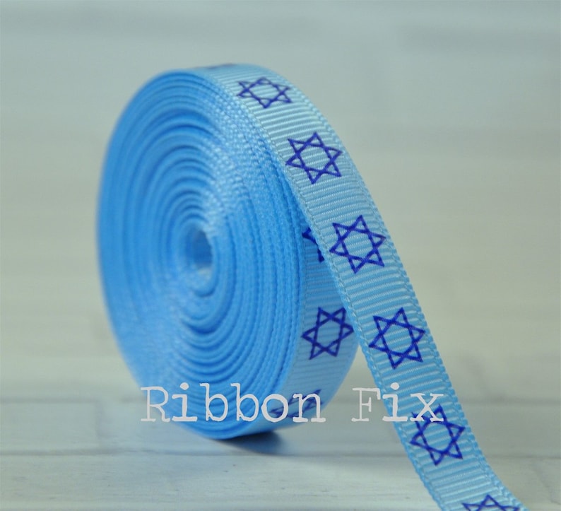 3/8 Baby Blue Star of David Print Grosgrain Ribbon | Etsy