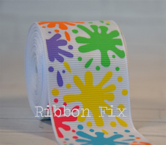 1.5 White Paint Splatter Grosgrain Ribbon US Designer | Etsy