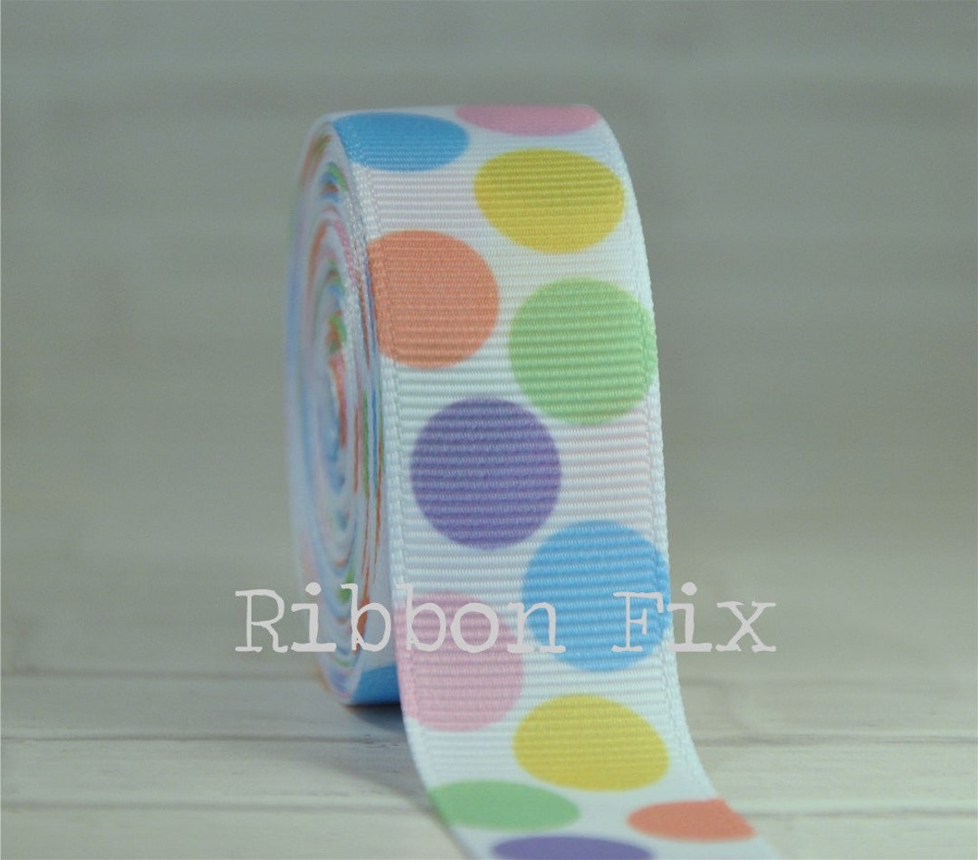 7/8" Pastel Funky Polka Dots Grosgrain Ribbon - Easter - Spring Rainbow ...