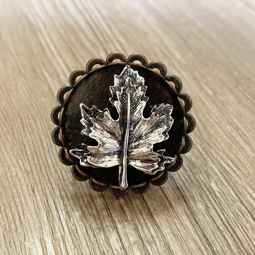 Silver Leaves Knobs Brass Knobs / Cabinet Dresser Knobs / - Etsy