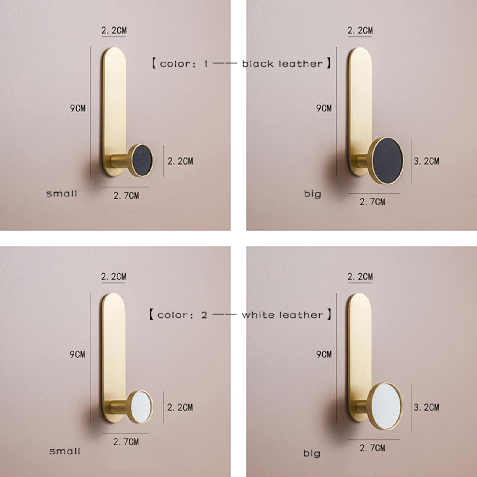 8 Color Brass Hook, Simple Wall Hanging, Handmade Brass Solid, Coat ...