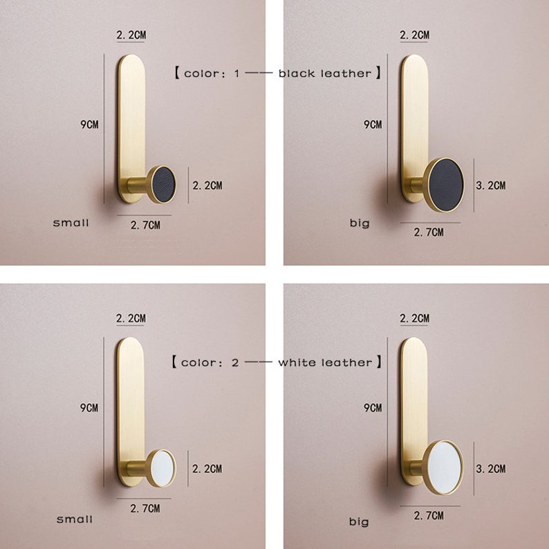 8 Color Brass Hook, Simple Wall Hanging, Handmade Brass Solid, Coat ...
