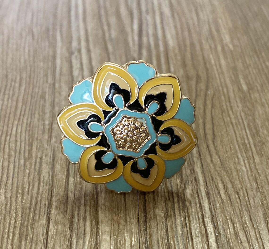 Enamel Vintage Bohemian Drawer Knobs / Vintage Bohemian Cabinet ...