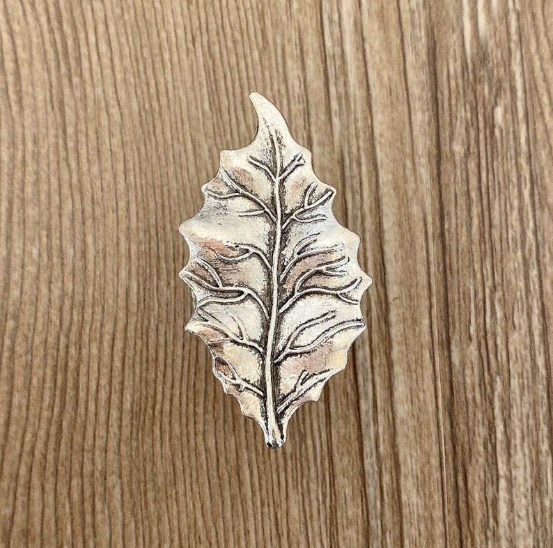Silver Leaves Knobs Brass Knobs / Cabinet Dresser Knobs / - Etsy