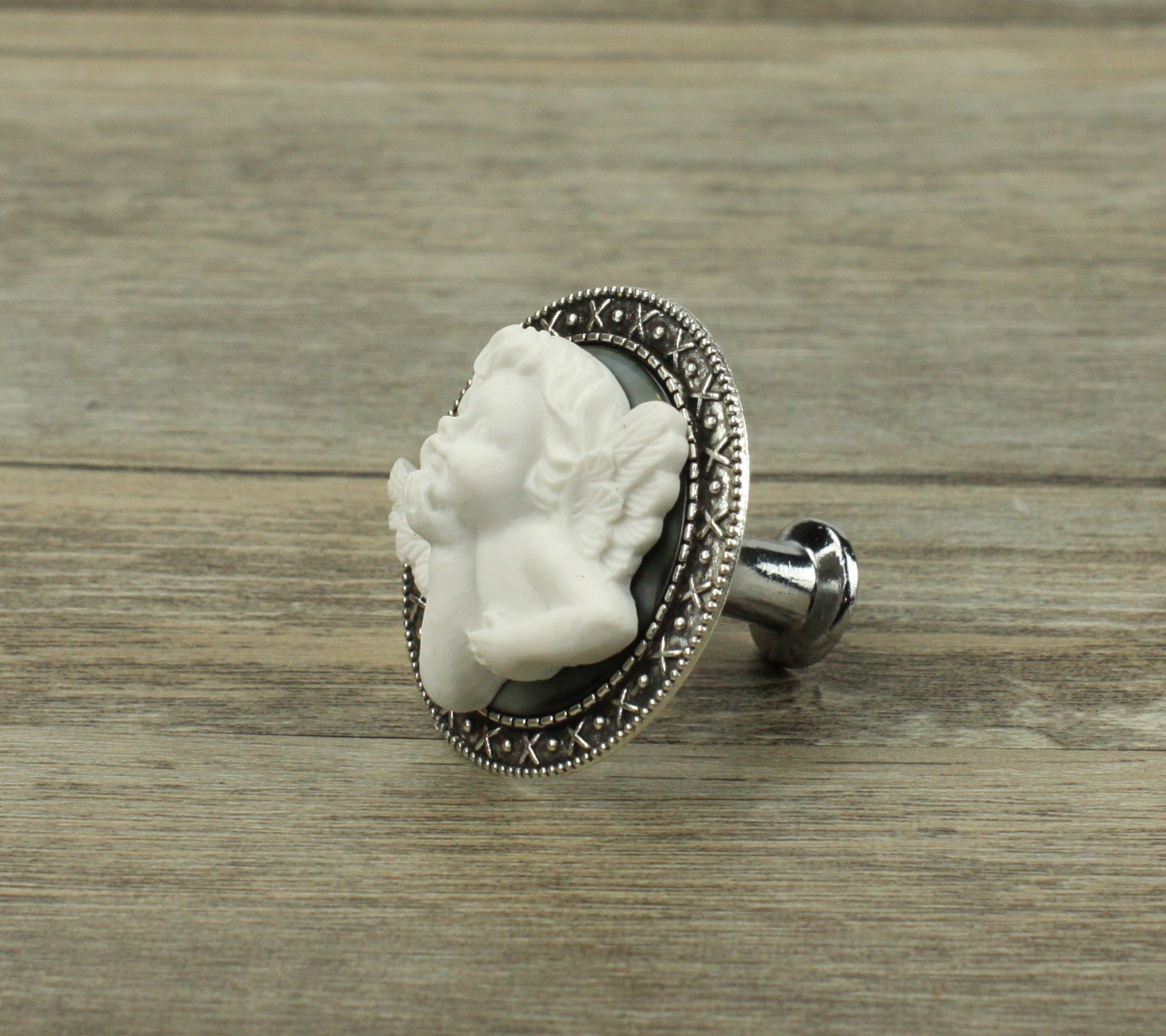 Angel Natural Shell Drawer knobs / Furniture Knobs Silver with | Etsy