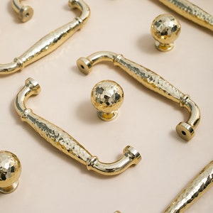 Hammered Brass Solid Handmade Drawer Knobs Pulls Handles/dresser Knobs Cabinet Pull Handles ...