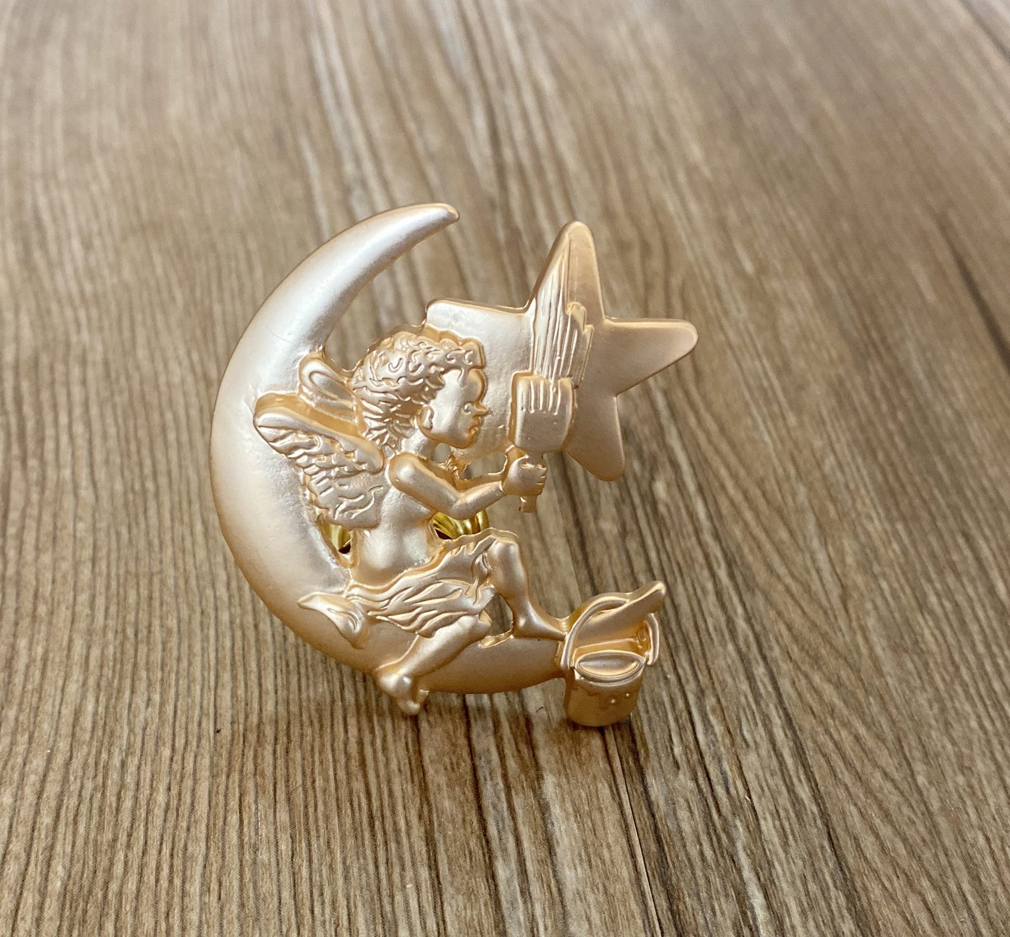 Matte Golden Moon Angel Drawer Knobs / Moon Angel Cabinet / | Etsy