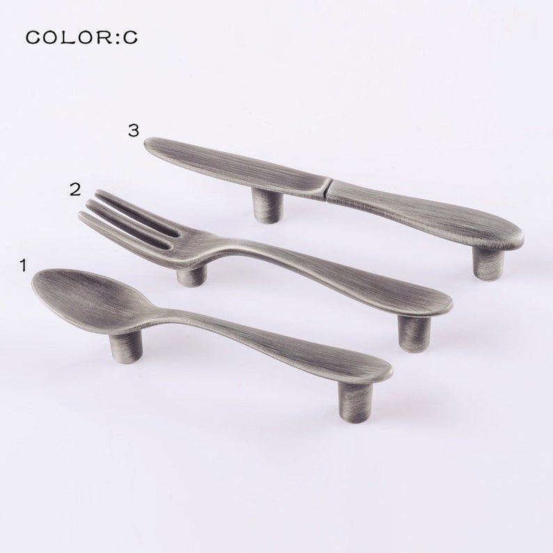 3 Fork Spoon Knife Handle Pull Knob Pulls Handles / | Etsy