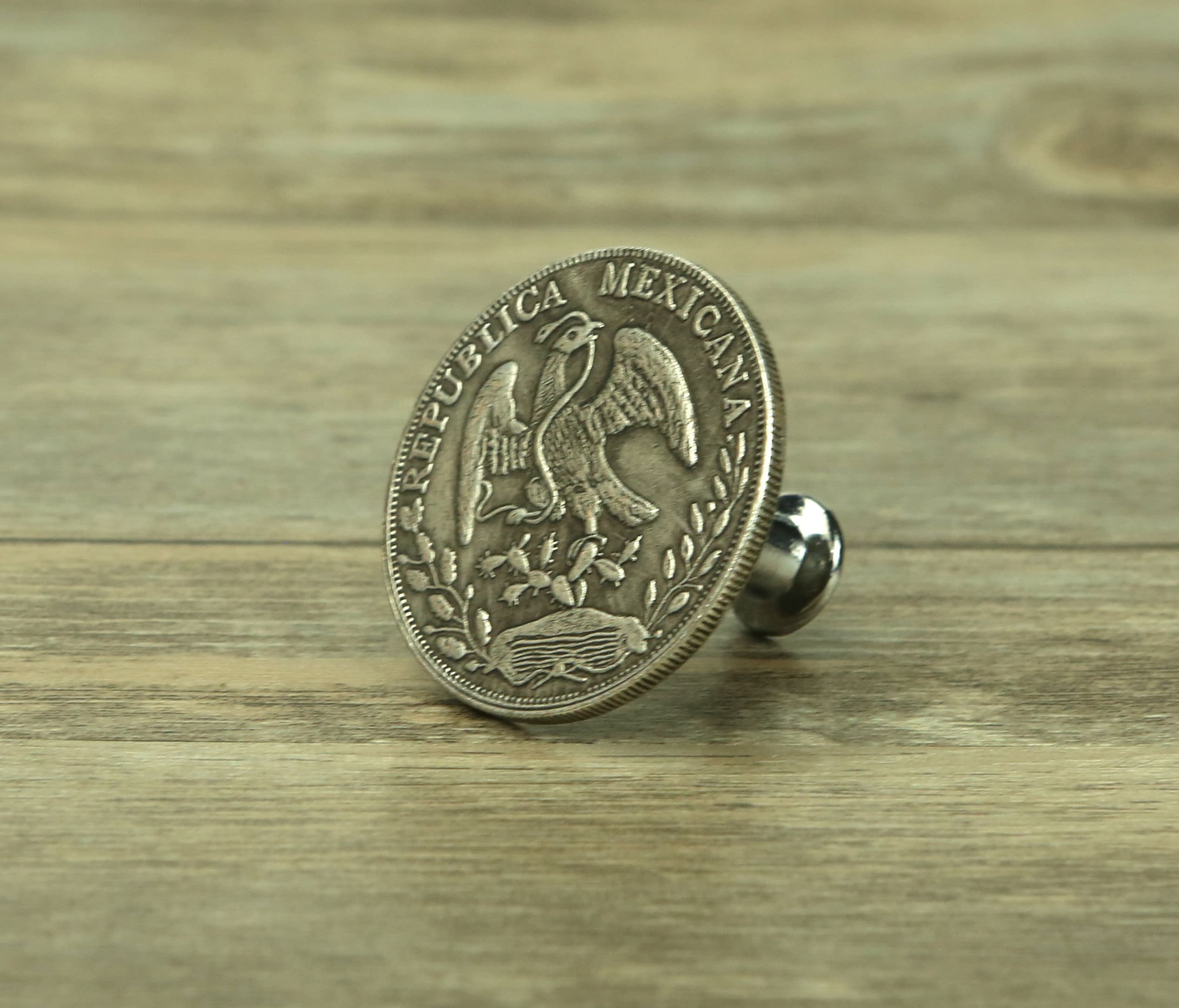 Mexican Antique Silver Coin Drawer Knob / Furniture Knobs White Copper ...