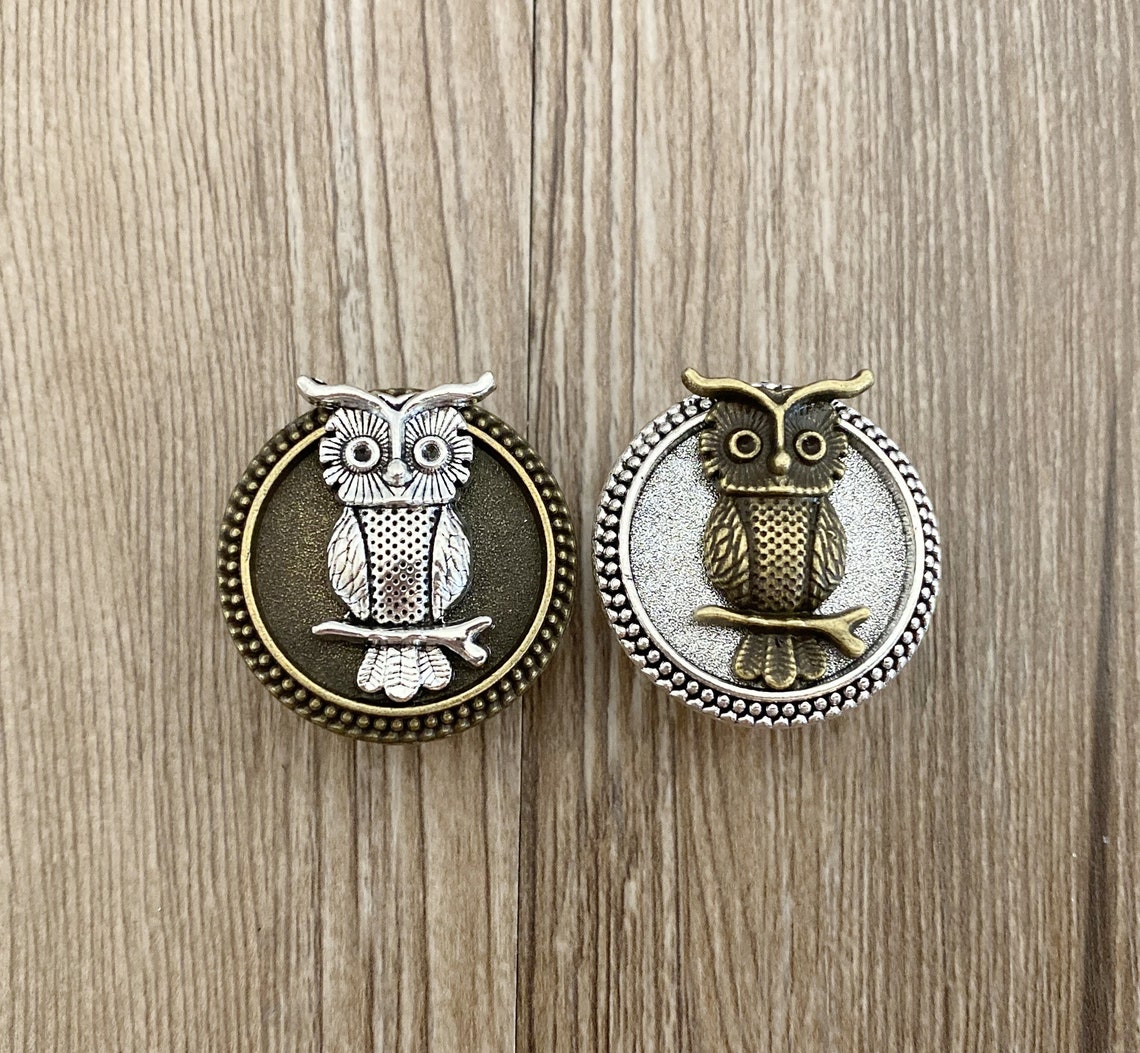 Gear Owl Drawer Knobs / Owl Cabinet / Gothic Home Decor / - Etsy