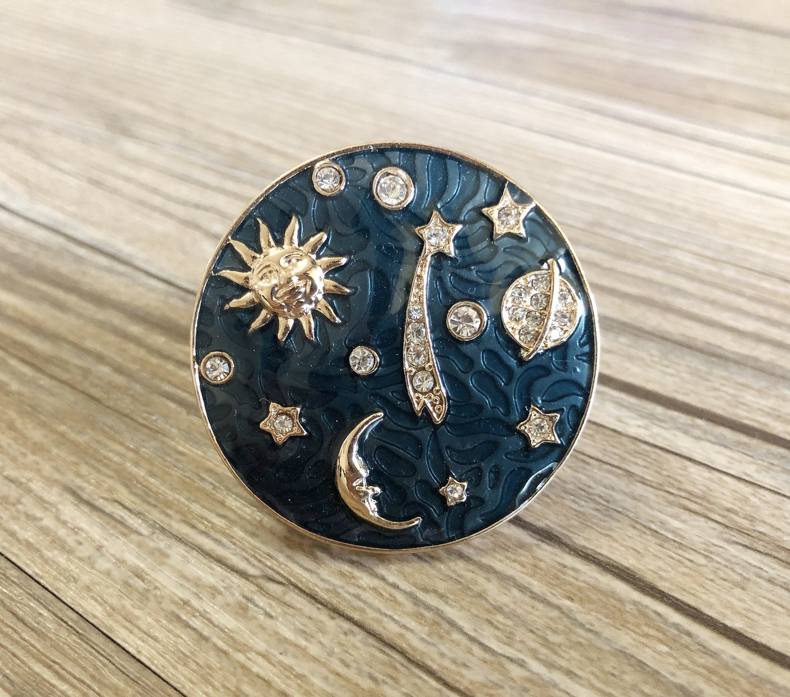 Enamel Moon and Stars Drawer Knobs / Starry Sky Cabinet / - Etsy