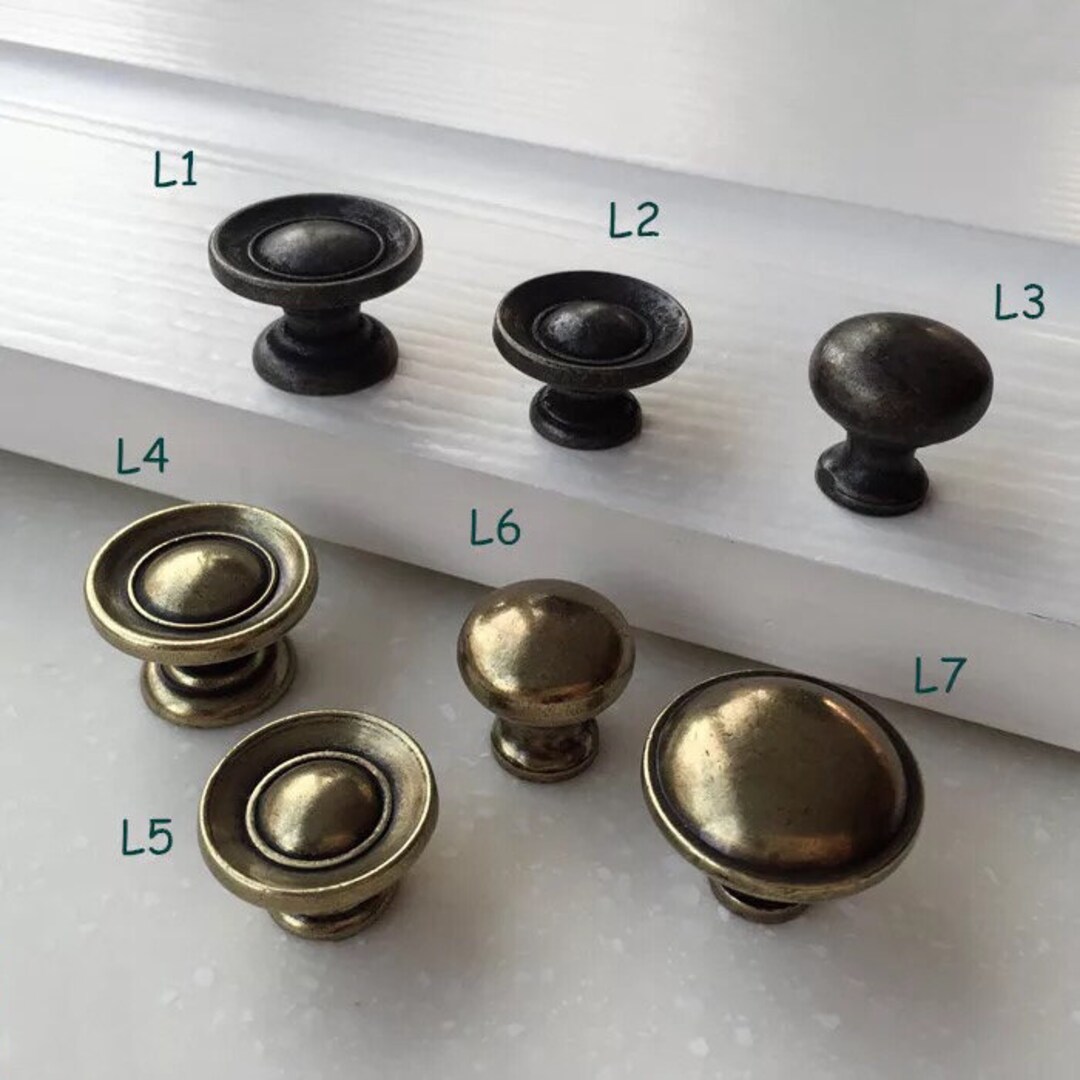 French Shabby Chic Dresser Knobs / Antique Brass Kitchen Cabinet Pull ...