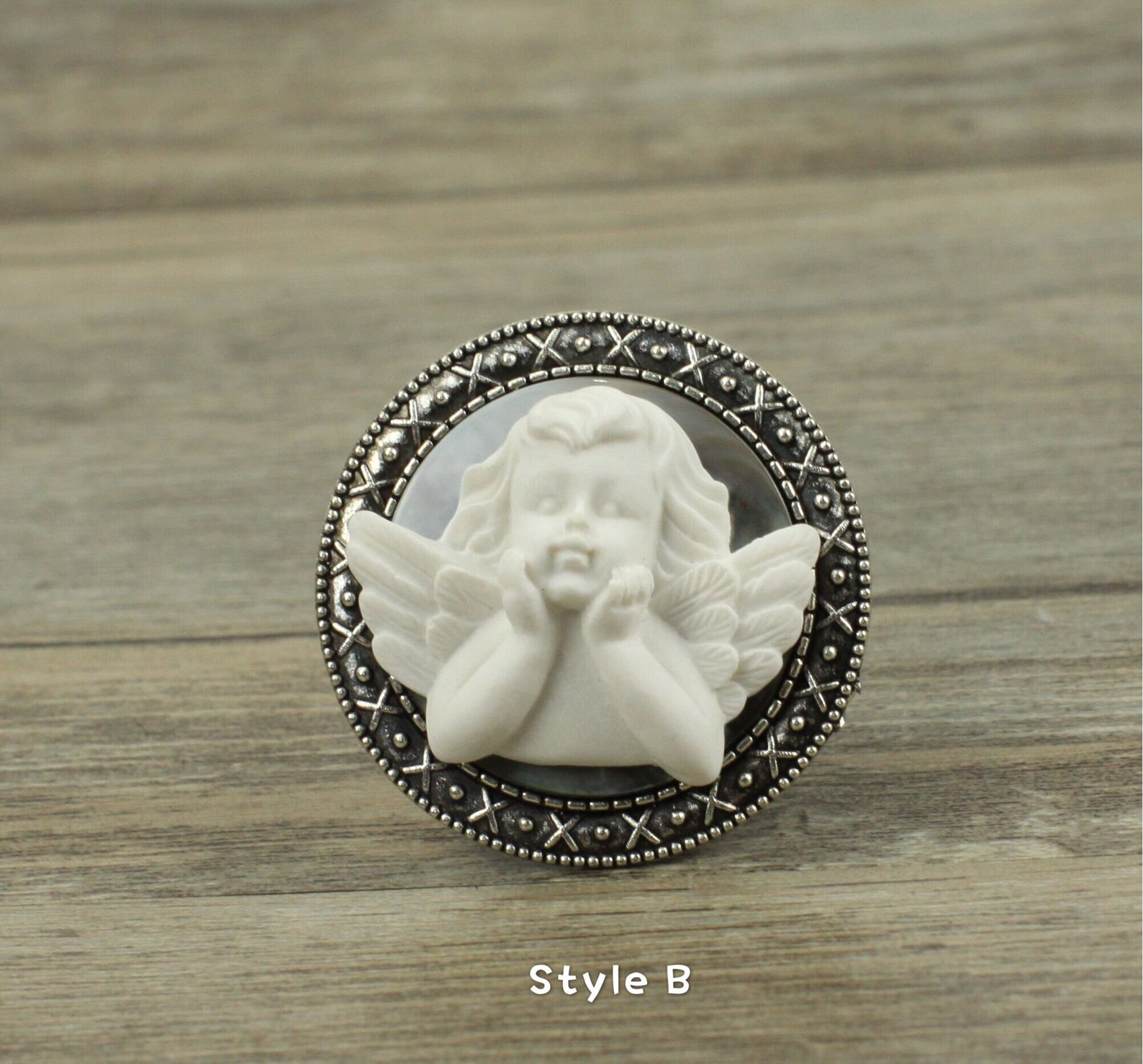 Angel Natural Shell Drawer knobs / Furniture Knobs Silver with | Etsy