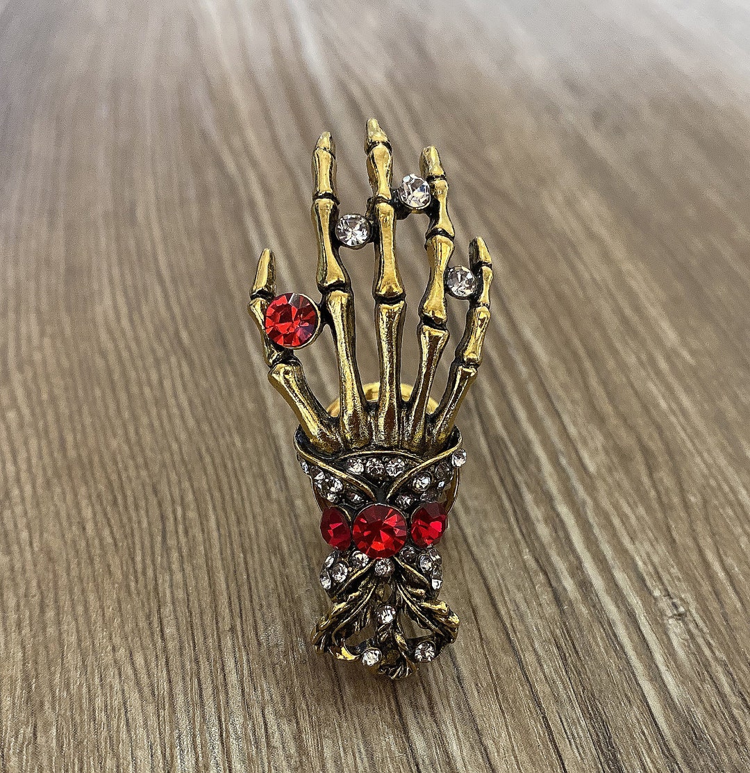 Gothic Skull Hand Knobs Brass Knobs / Cabinet Dresser Knobs / Cabinet Knobs / Skull Furniture ...