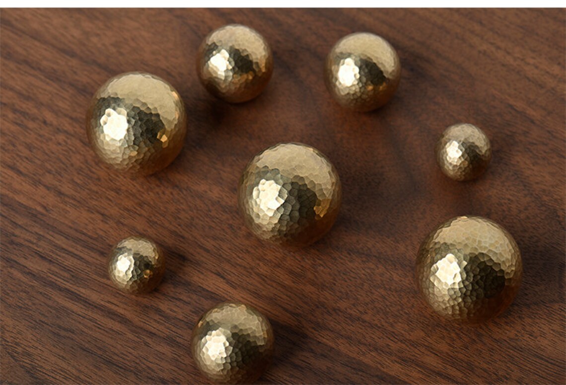 Hammered Brass Sphere Full Copper Solid Handmade Drawer Knobs | Etsy