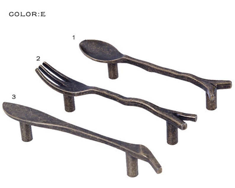 3 Fork Spoon Knife Handle Pull Knob Pulls Handles / - Etsy