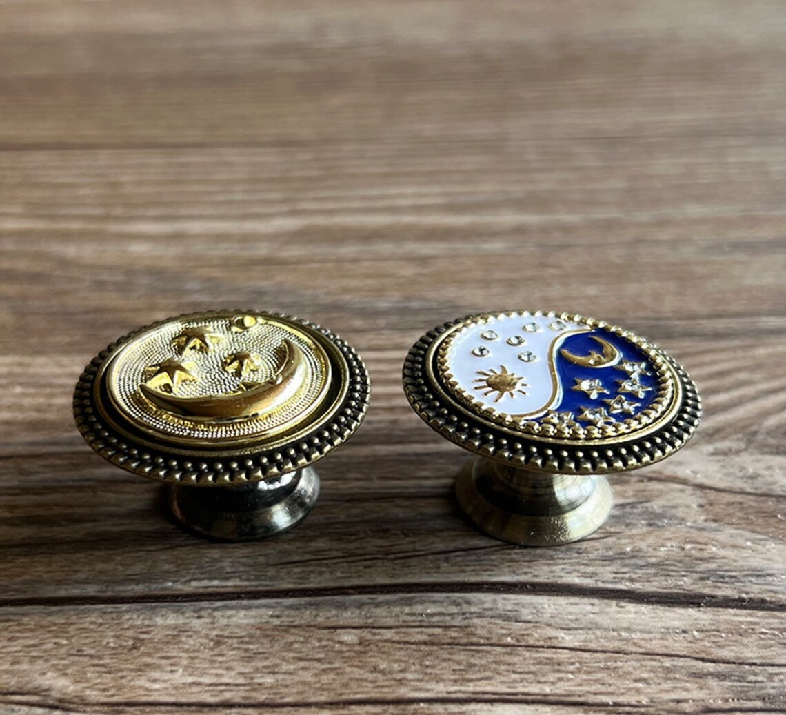 Enamel Sun and Moon Drawer Knobs / Starry Sky Cabinet / Gothic Home ...