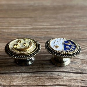 Enamel Sun and Moon Drawer Knobs / Starry Sky Cabinet / Gothic Home ...