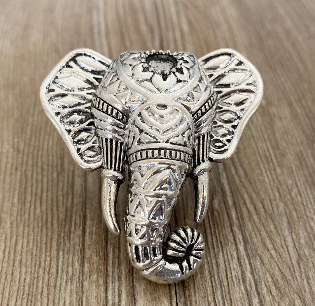 Silver Elephant Drawer Knobs / Elephant Cabinet / Gothic Home - Etsy