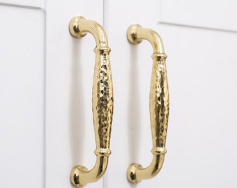 Hammered Brass Solid Handmade Drawer Knobs Pulls | Etsy