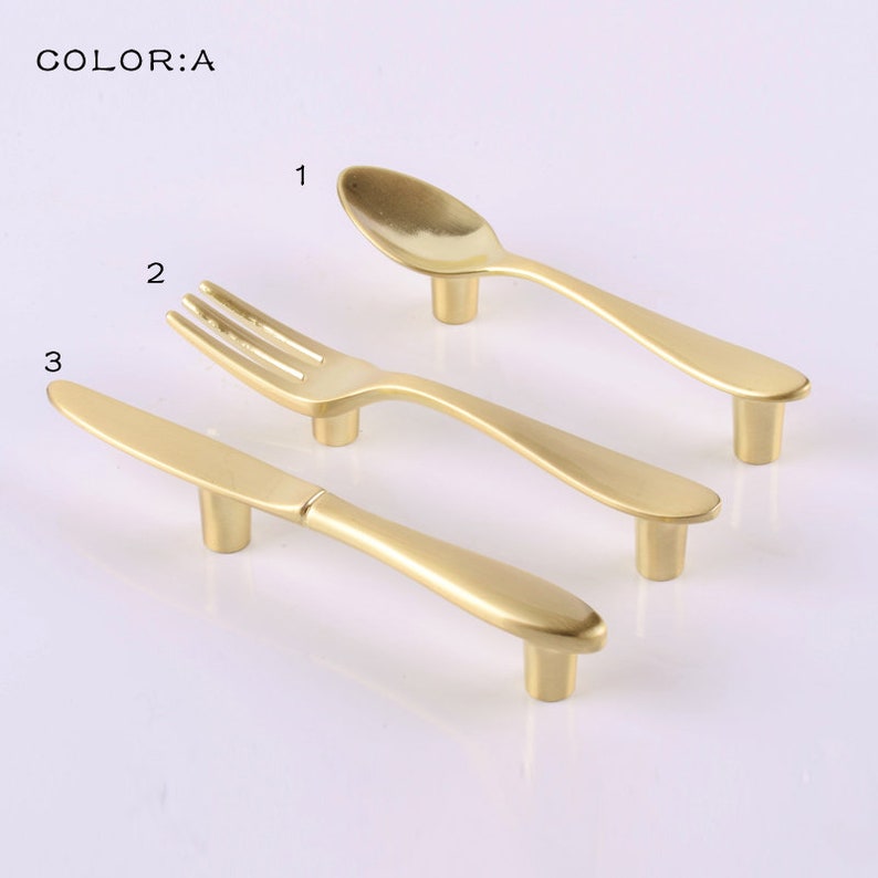 3 Fork Spoon Knife Handle Pull Knob Pulls Handles / | Etsy