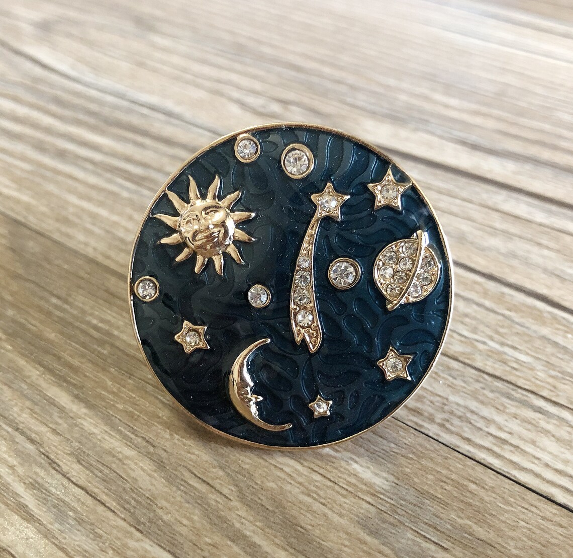 Enamel Moon and Stars Drawer Knobs / Starry Sky Cabinet / - Etsy