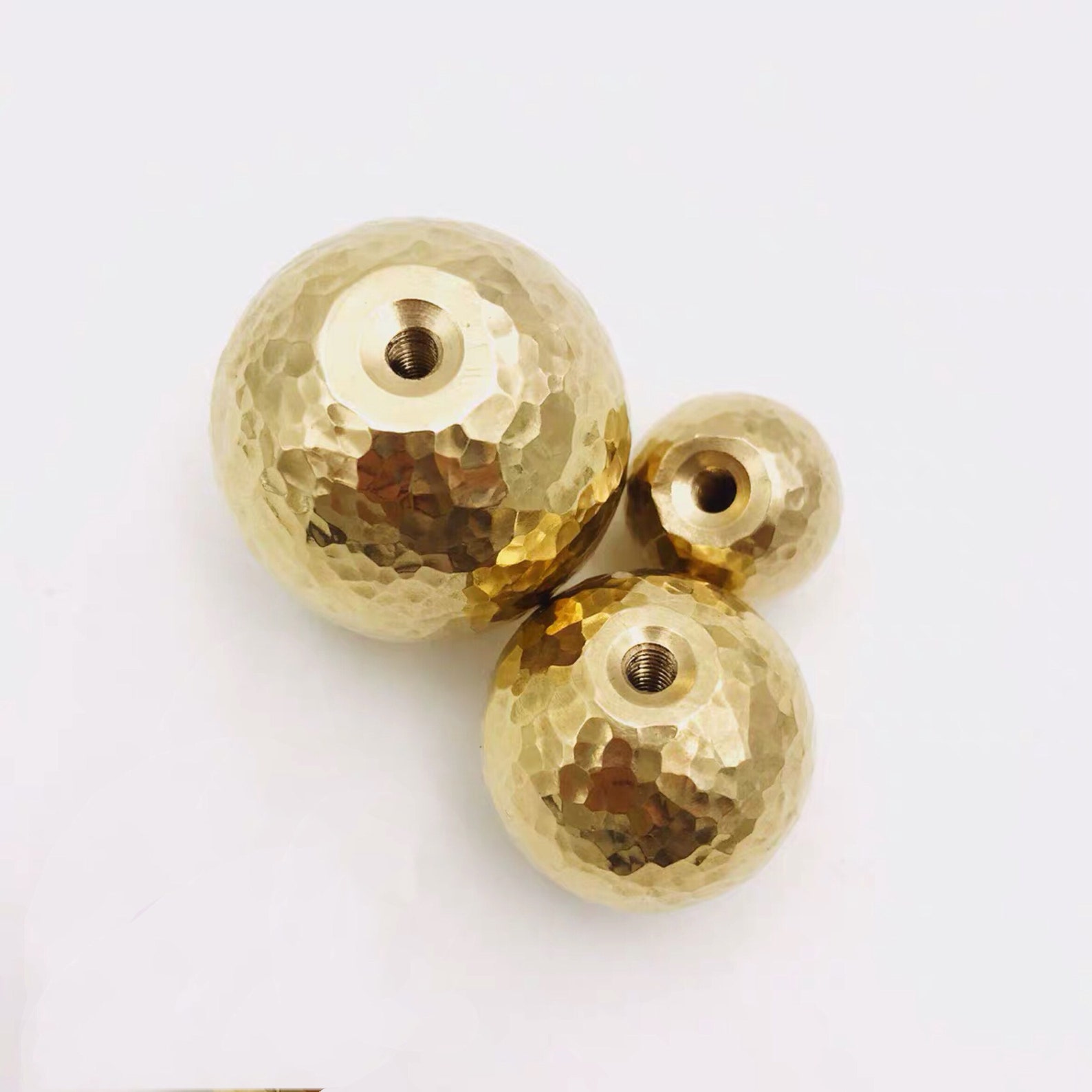 Hammered Brass Sphere Full Copper Solid Handmade Drawer Knobs - Etsy