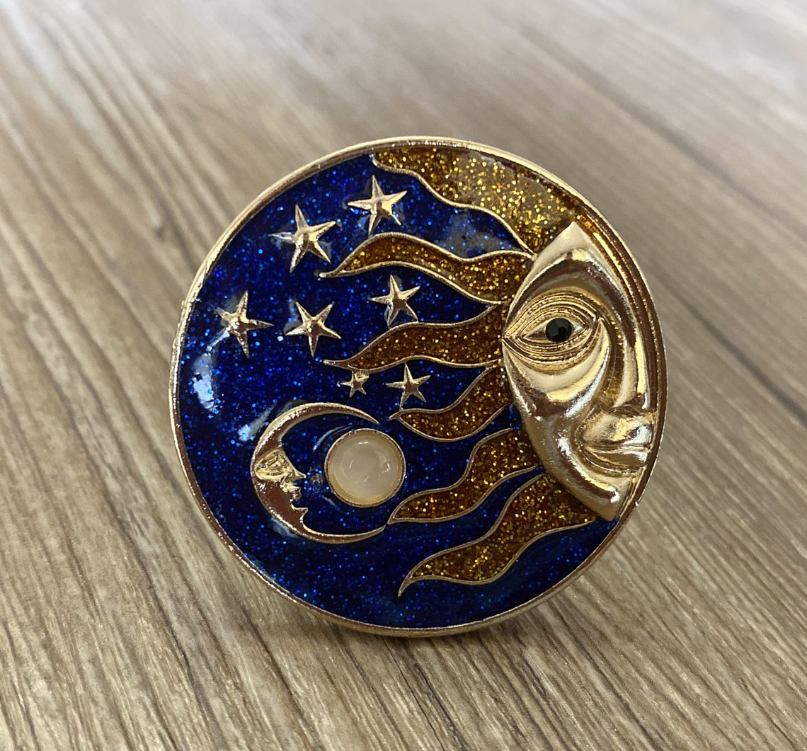 Enamel Sun and Moon Stars Drawer Knobs / Starry Sky Cabinet / Gothic ...