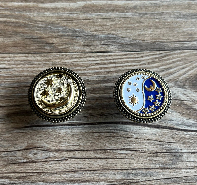 Enamel Sun and Moon Drawer Knobs / Starry Sky Cabinet / Gothic Home ...