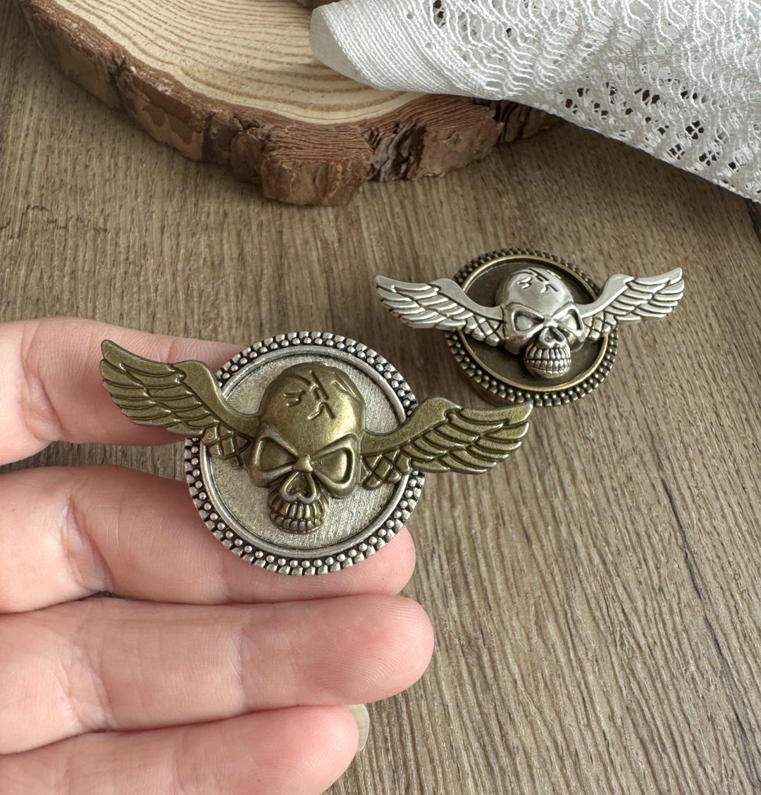 Silver Bronze Gear Skull Drawer Knobs / Gear Skull Cabinet / Gothic ...