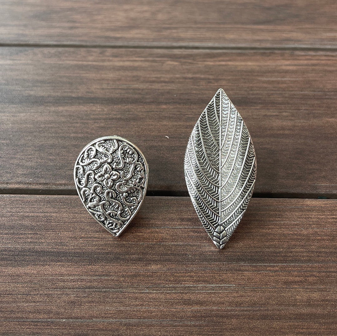 Silver Leaves Knobs / Cabinet Dresser Knobs / Cabinet Knobs / Leaf Furniture Knobs in Brass ,Z ...