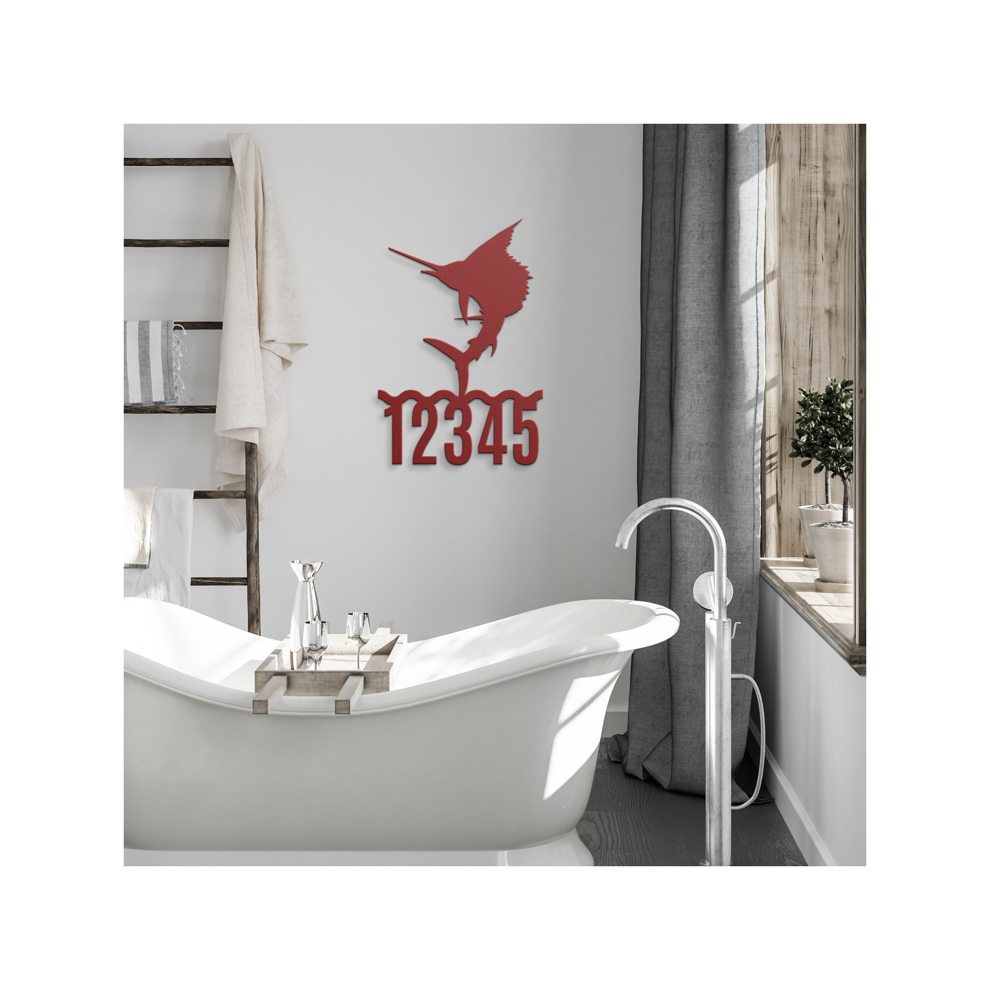 Sailfish Metal House Number, Address Sign, House Number Plaque, Metal ...